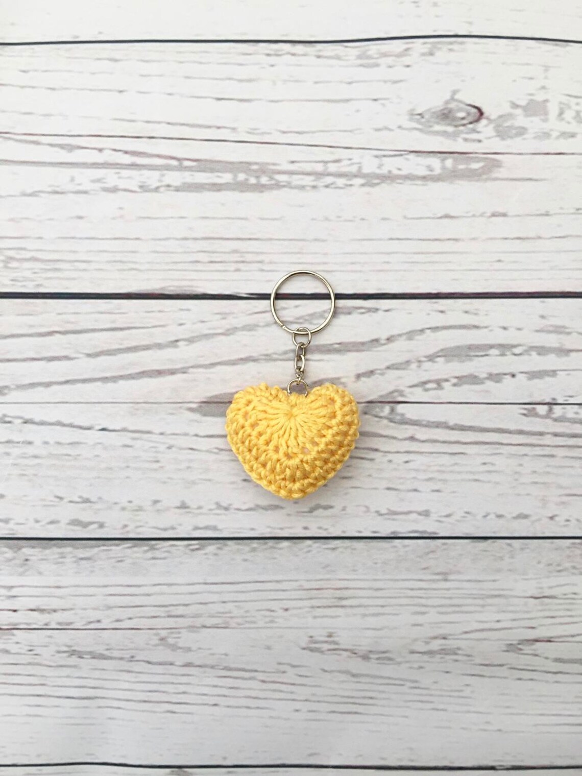 Yellow Heart Crochet Keyring Heart Keyring Crochet Keychain | Etsy UK