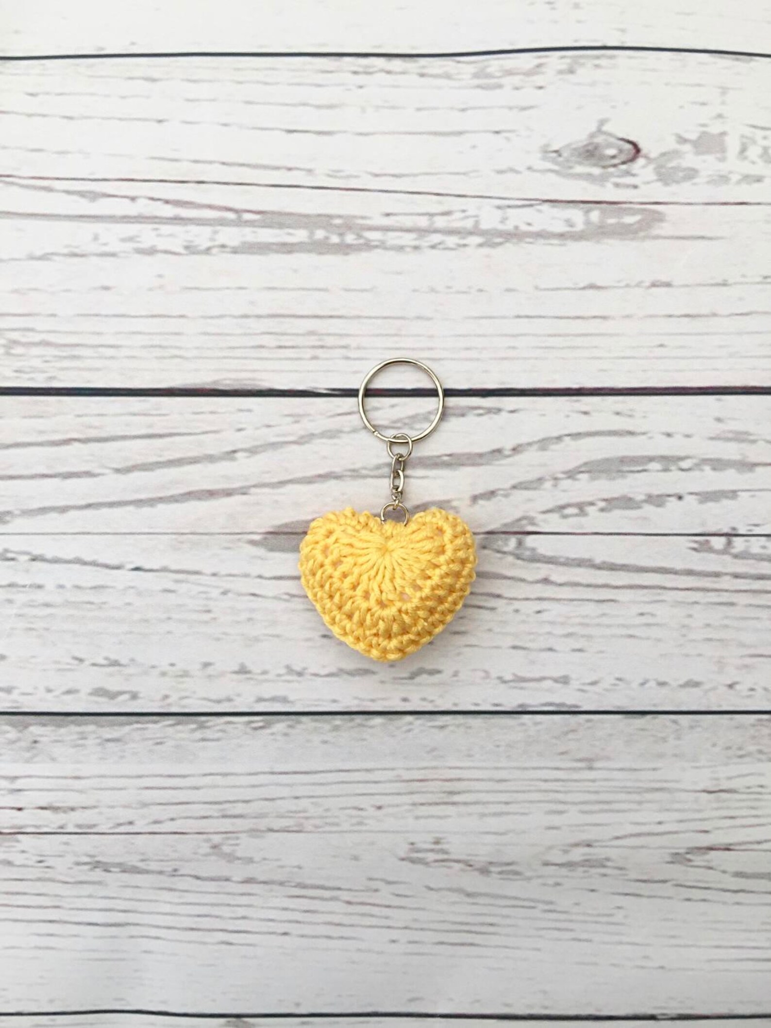 Yellow Heart Crochet Keyring Heart Keyring Crochet Keychain | Etsy UK