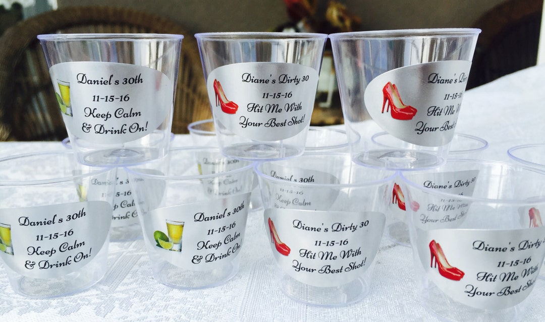 50 1oz. Personalized Plastic Shot Cups for Men or Women Birthday Party ...