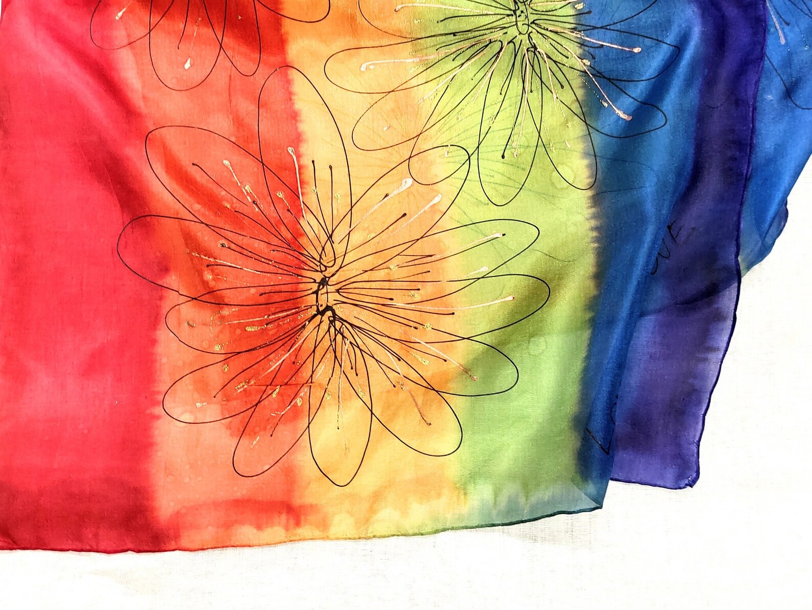 LGBTQ Rainbow Painting 73 Inch Silk Scarf , Soft Silk Scarf , LGBTQ ...