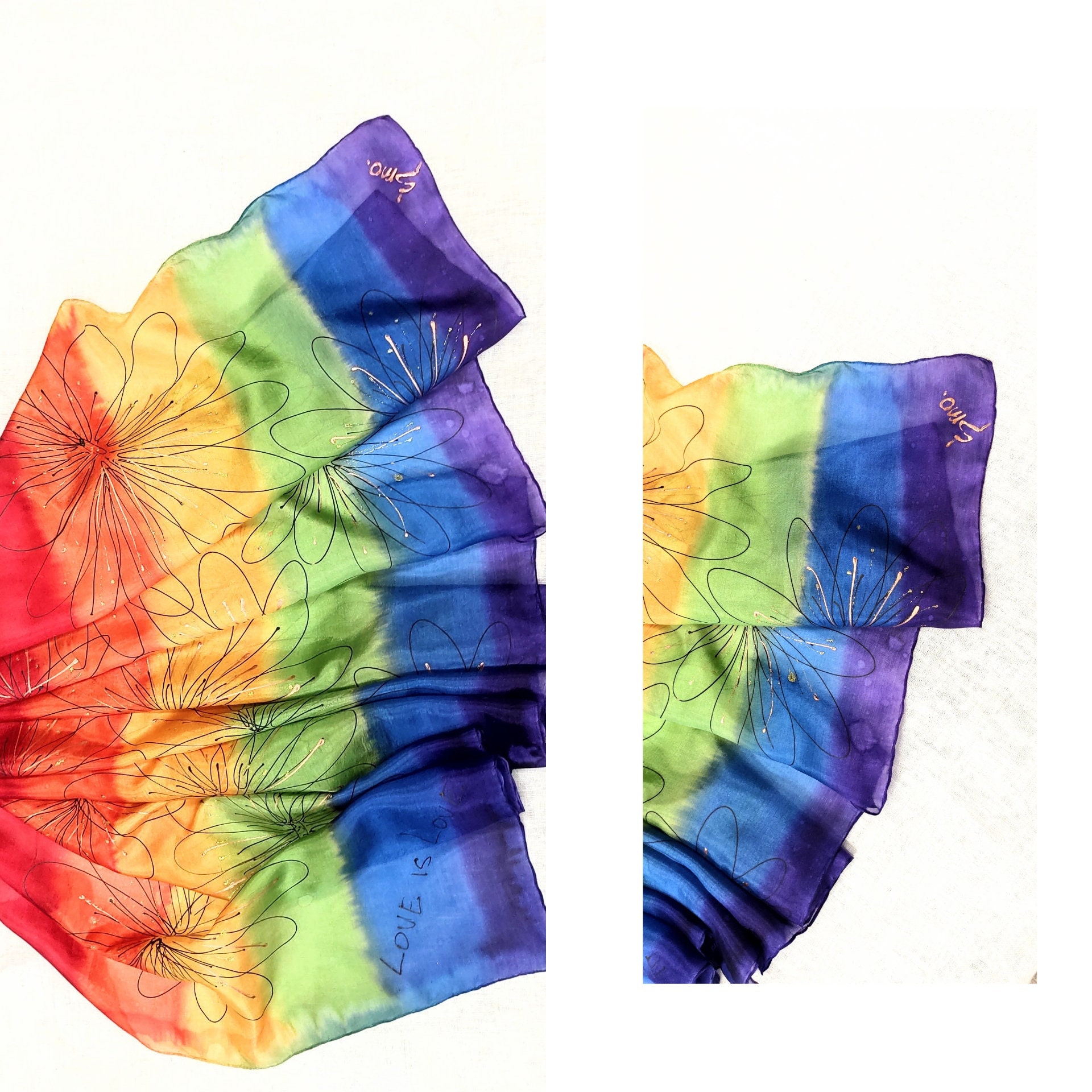 LGBTQ Rainbow Painting 73 Inch Silk Scarf , Soft Silk Scarf , LGBTQ ...