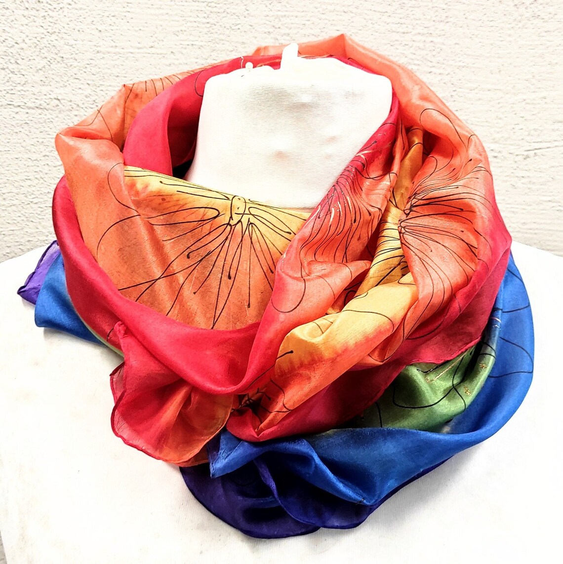 LGBTQ Rainbow Painting 73 Inch Silk Scarf , Soft Silk Scarf , LGBTQ ...
