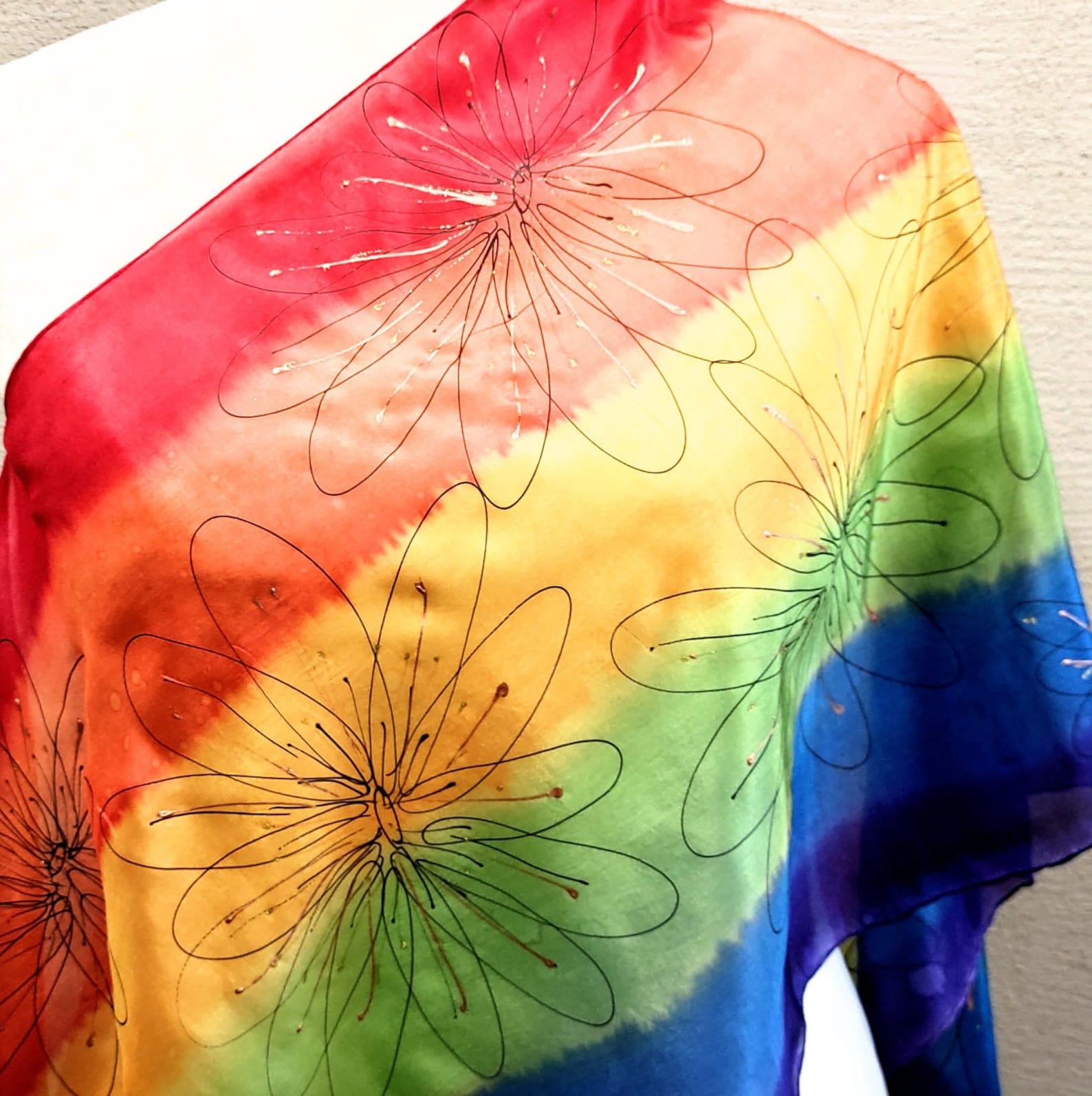 LGBTQ Rainbow Painting 73 Inch Silk Scarf , Soft Silk Scarf , LGBTQ ...