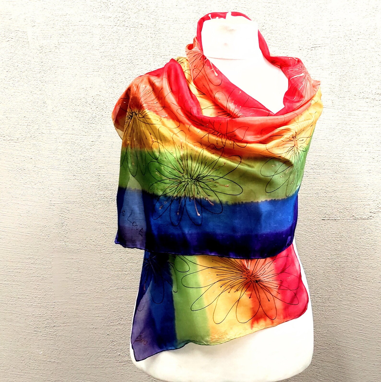 LGBTQ Rainbow Painting 73 Inch Silk Scarf , Soft Silk Scarf , LGBTQ ...