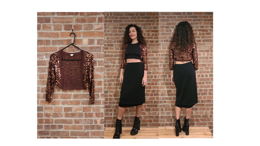 2000s Y2K Vintage Knit Bolero Sequin Knit Shrug Cardigan - Etsy