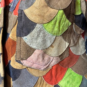 60s 70s Vintage Leather Fish Scale Jacket, Suede Scalloped Patchwork ...