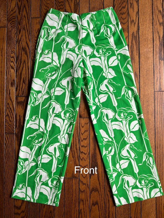 1970s julia montgomery Frog Tog green and white pants - Gem