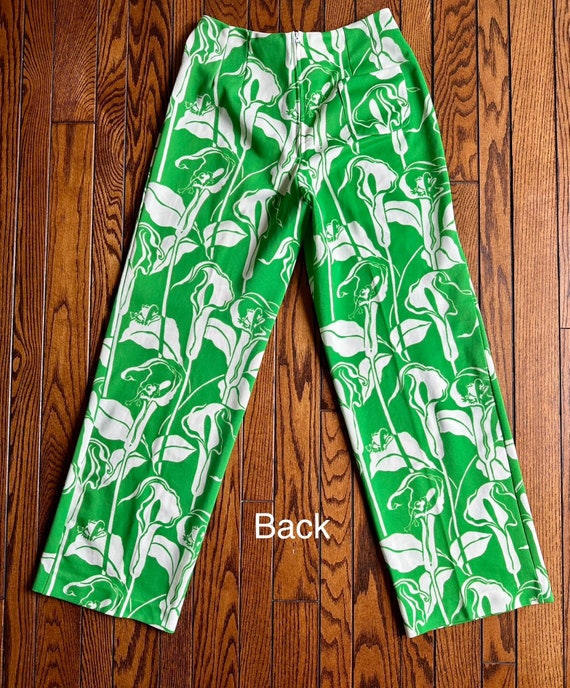 1970s julia montgomery Frog Tog green and white pants - Gem