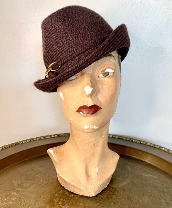 1970s Dark Brown Wool Cord Fedora by Everitt, 70s Woo… - Gem