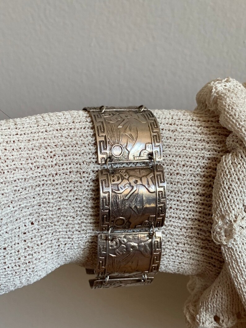 1940s / 1950s Sterling Silver Peruvian Linked Panel Bracelet - Etsy