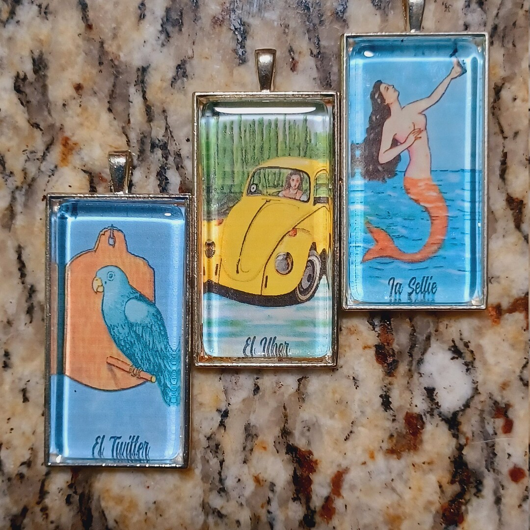 Modern Mexican Bingo Loteria Pendant - Etsy