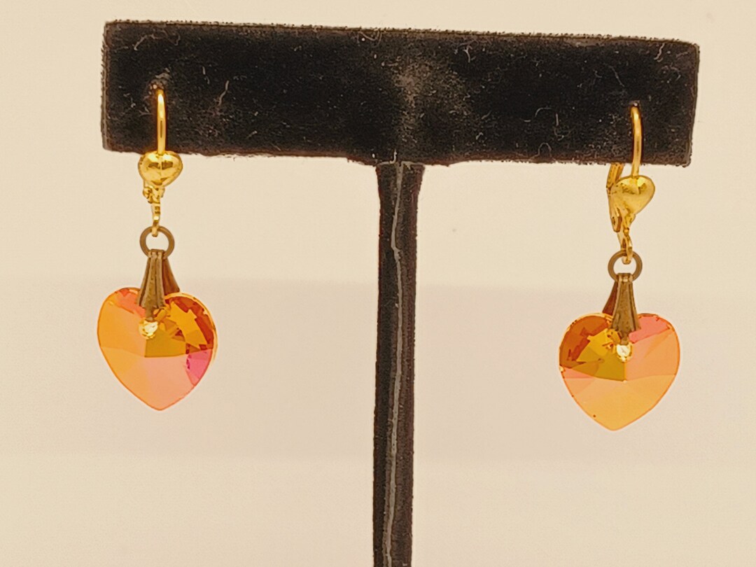 Supernova Large Swarovski Crystal Cosmic Pink Heart Earrings - Etsy