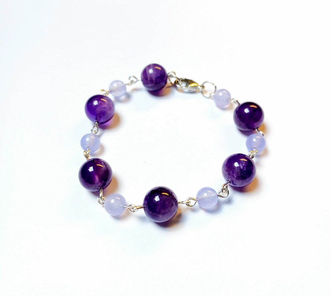 Purple Dyed Quartzite Beaded Wire Bracelet - Etsy