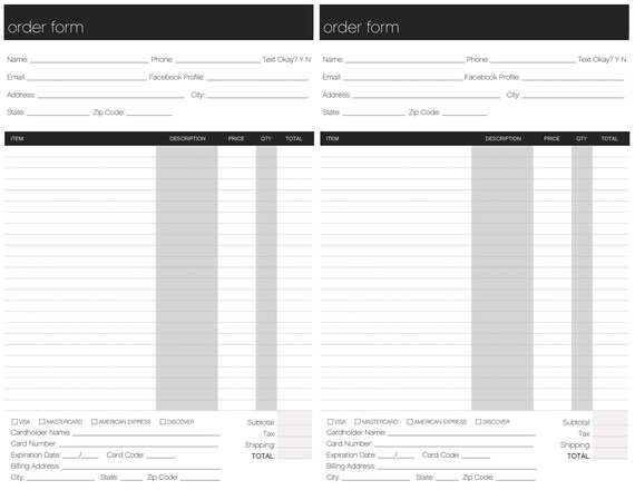 Order Form digital File | Etsy