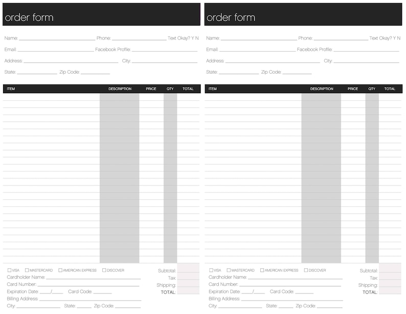 Order Form (digital File) - Etsy