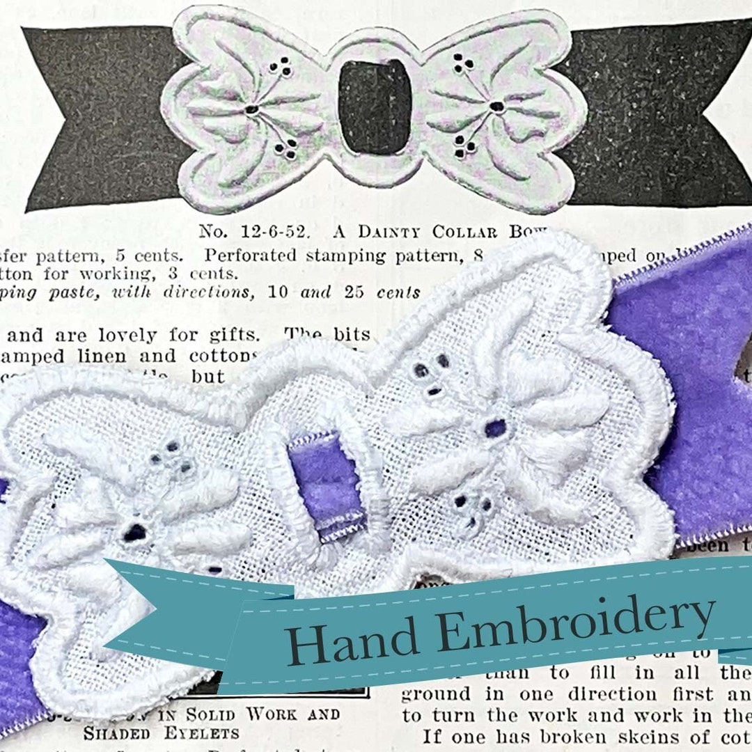 1912 Dainty Collar Bow - RR135H - Historical Hand Embroidery Design - Etsy
