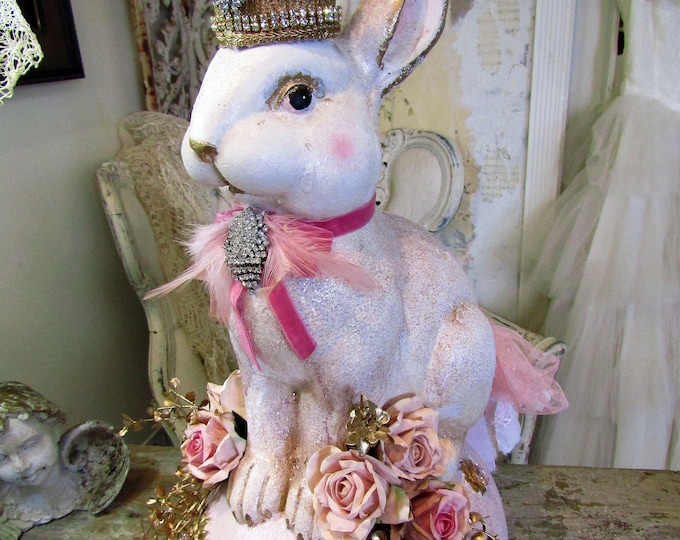 Large Rabbit Hare Centerpiece With Golden Crown Sitting on a Giant Egg ...