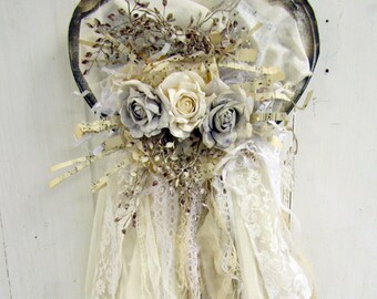 Shabby Chic Pink Tattered Heart Wall Decor Embellished With Handmade ...