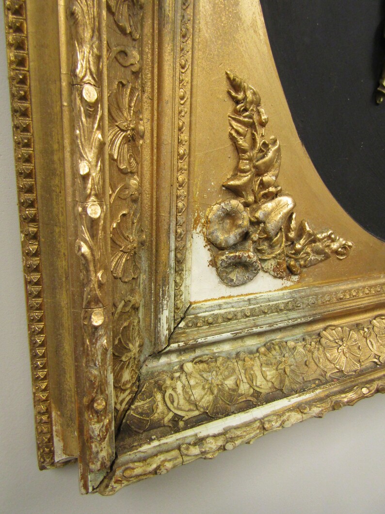 Antique Gold Wall Frame W/ Jesus Figure Collection on Black Background ...