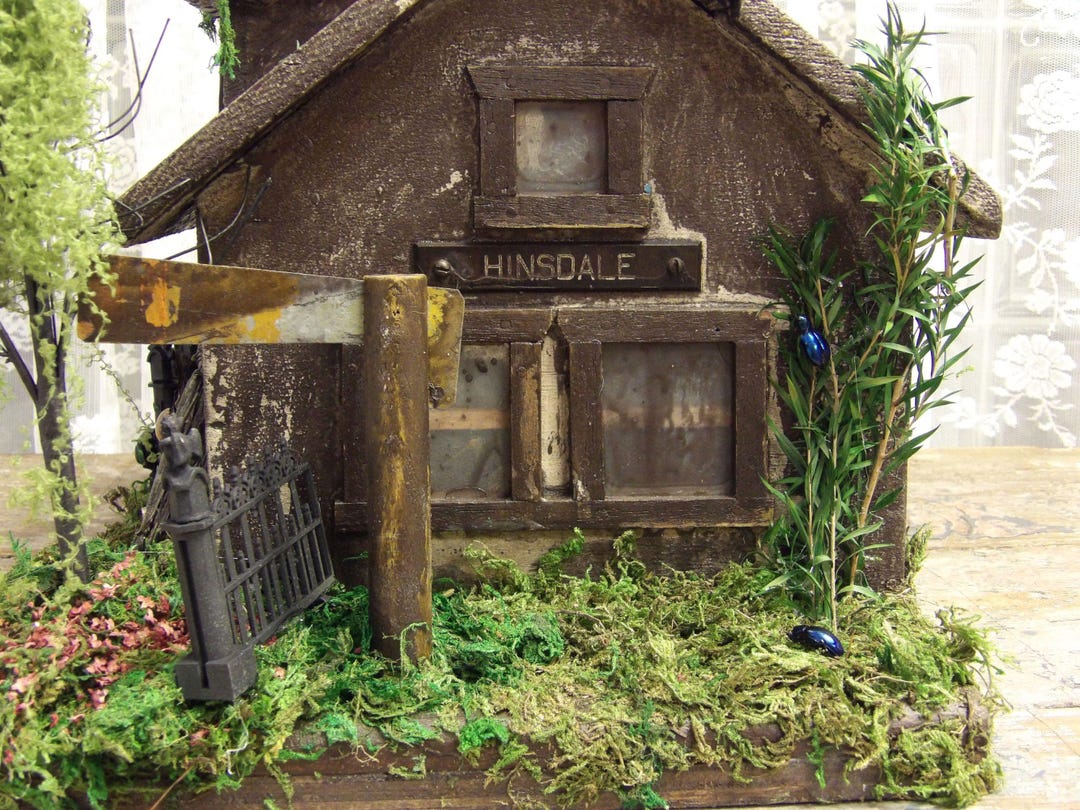 Wooden Distressed Upcycled Train Station House, Antique Hinsdale ...