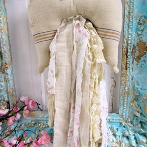 Fabric Grain Sack Angel Wings Rag Bow Pillow or Wall Accent, Adorned ...