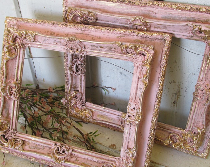 Pink Frame Grouping Gold Accented Ornate Wood and Gesso Frames - Etsy
