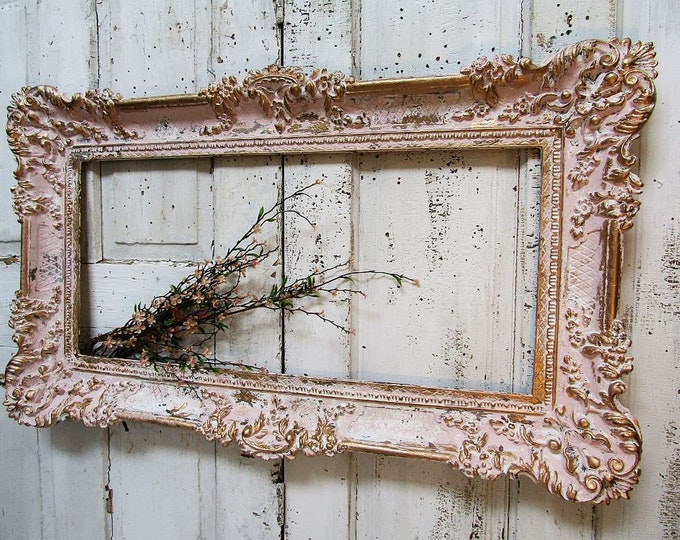 Blush Pink Picture Frame Gold Accented Wall Display White Hints ...