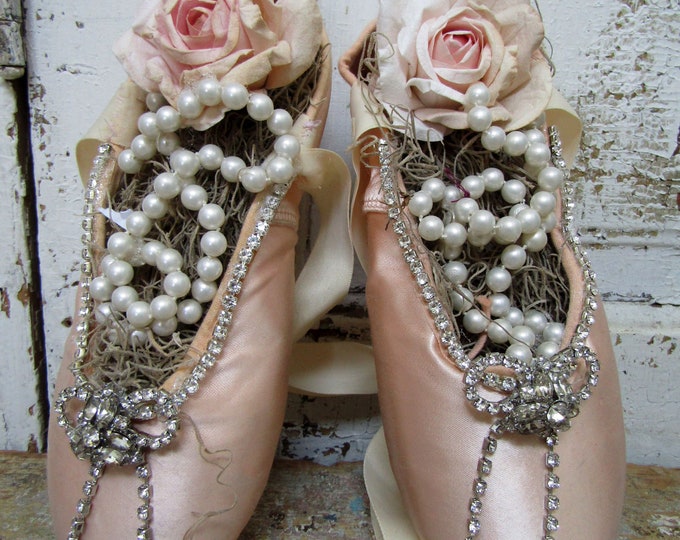 Pink Ballet Pointe Shoes Faded Pink Vintage Well Worn Slippers, Adorned ...