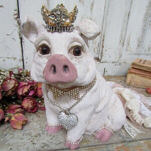 Pink Pig Statue Pink Fancy French Shabby Farmhouse Statuary - Etsy