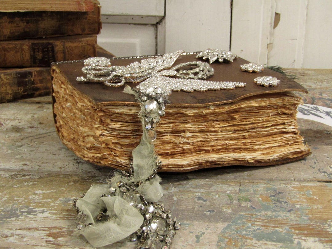 Handmade Soft Gold Leather Journal Jeweled, Filled With Handmade Plain ...
