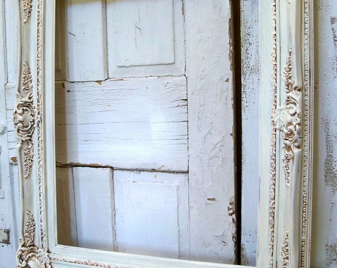 White Ivory Ornate Frame Gold Accents 37 by 31 Distressed - Etsy