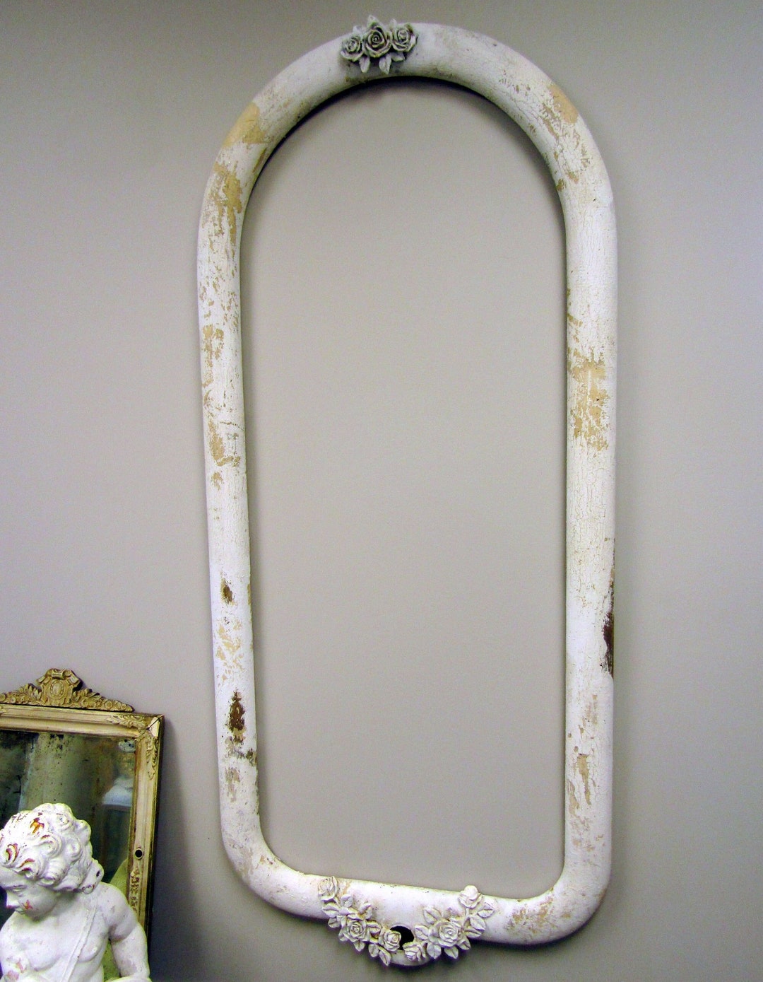 Antique Wood Bathtub Rim Frame, Upcycled White Shabby Cottage ...