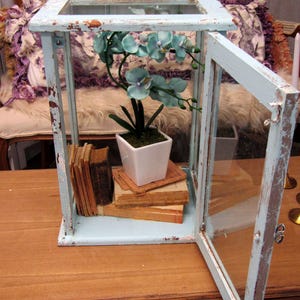 Handmade Soft Blue Display Case Wood and Glass Distressed Rustic Doll ...