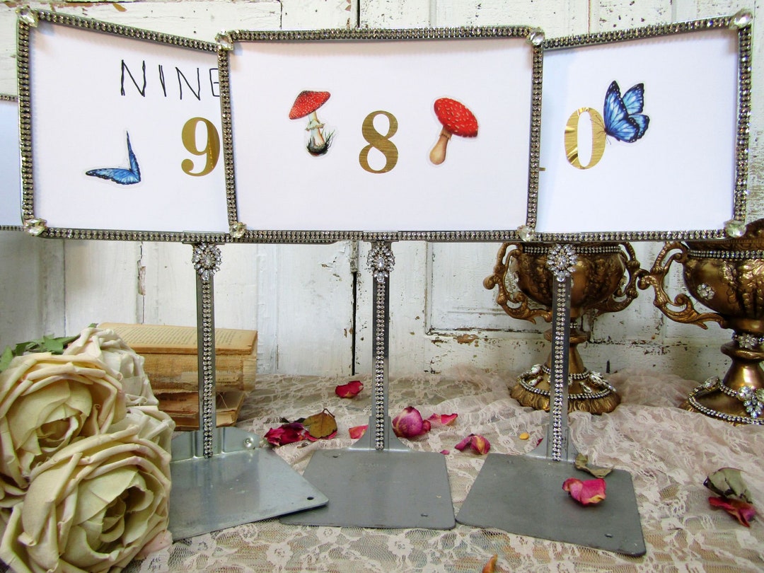 Rhinestone Event Table Placement Signs, Christmas or Event Vintage ...