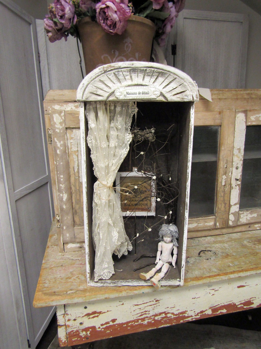 Shabby Chic Country Art Diorama Display Box, French Nordic Scene in a ...