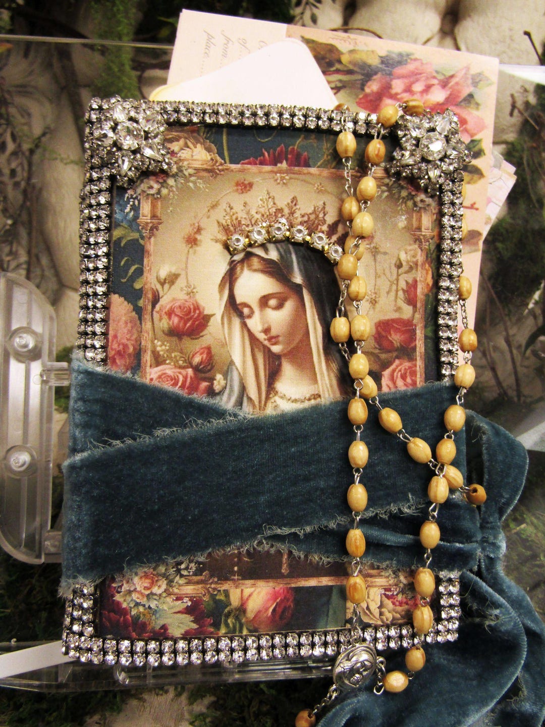 Handmade Journal Scrapbook With Rhinestone Binding 7.5" by 5" Write ...