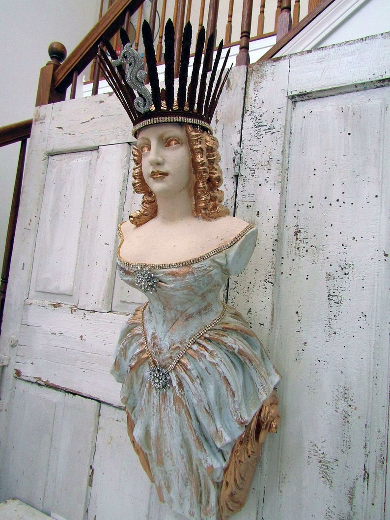 Ship figurehead bow maiden Statue wall decor painted shabby | Etsy