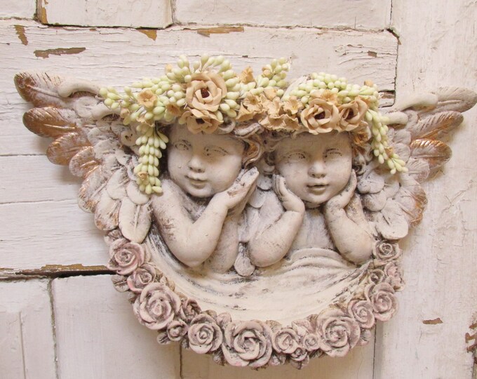Cherub Statue Wall Hanging Shabby Chic Cherub Heads and Bowl - Etsy