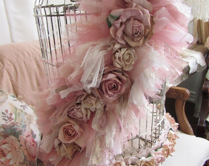 Large Cloak Display Cage With Stool Base, Embellished in Handmade Roses ...