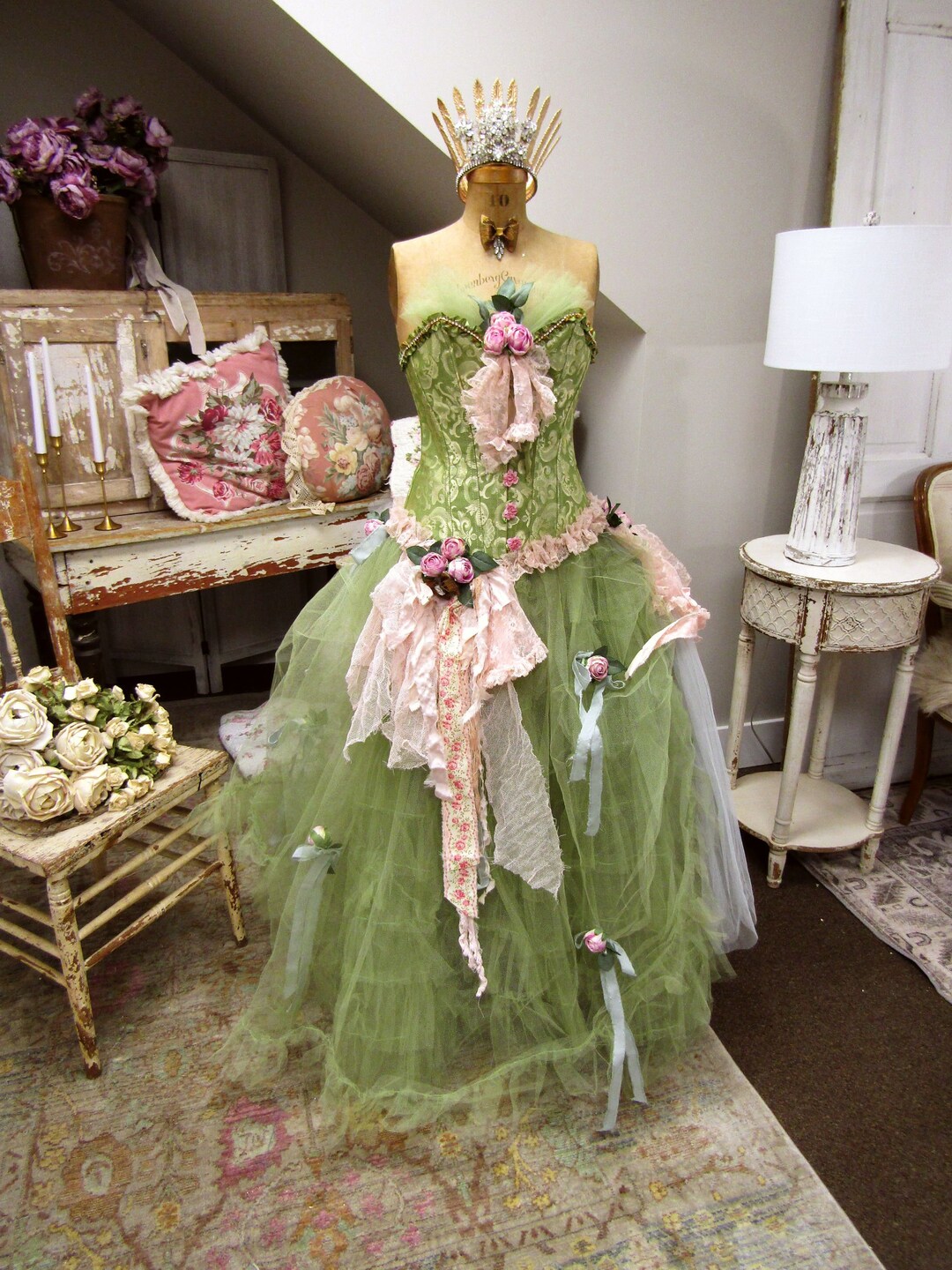 Amazing Embellished Altered Dress Mannequin Dress Form Vintage Antique ...
