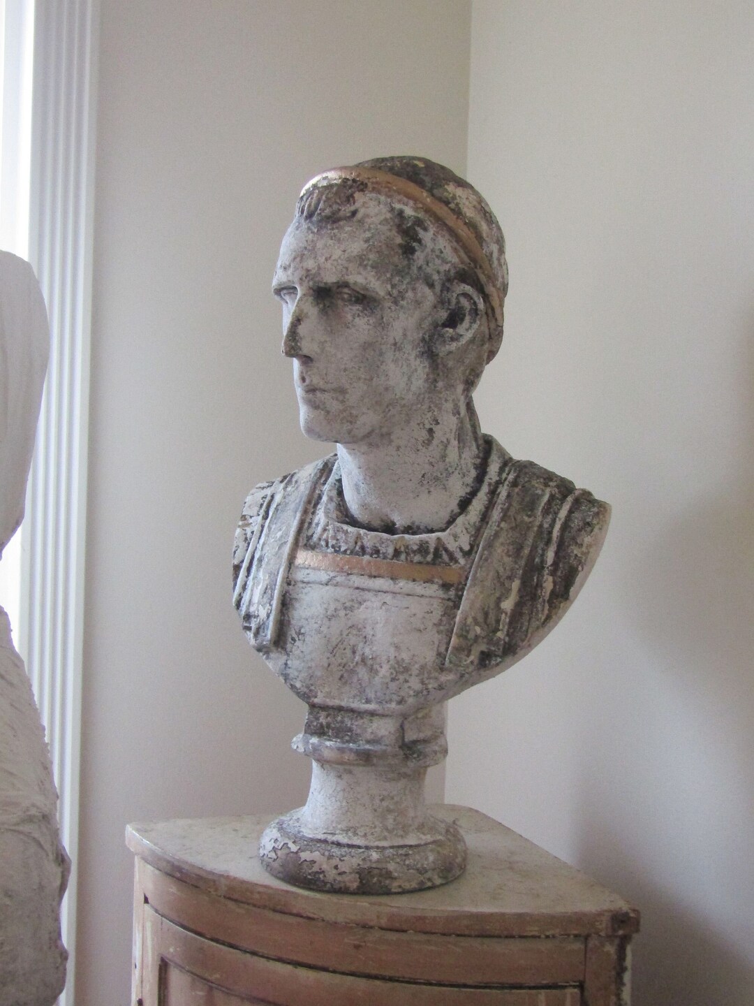 Large Bust Statue Gladiator Antique Table Statue, Painted White With ...