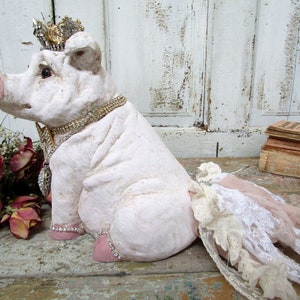 Pink Pig Statue Pink Fancy French Shabby Farmhouse Statuary - Etsy