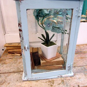 Handmade Soft Blue Display Case Wood and Glass Distressed Rustic Doll ...