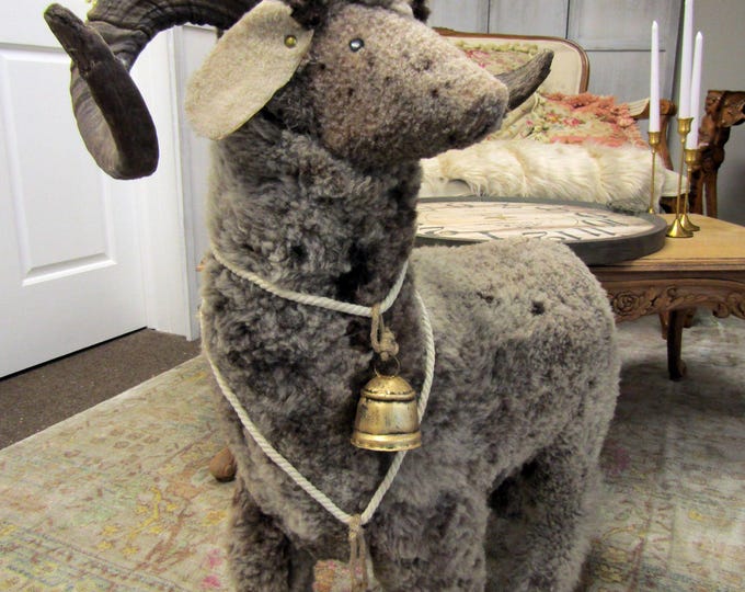 Large Lalanne Mid Century Horned Ram Ottoman Wool Statue Very Rare ...