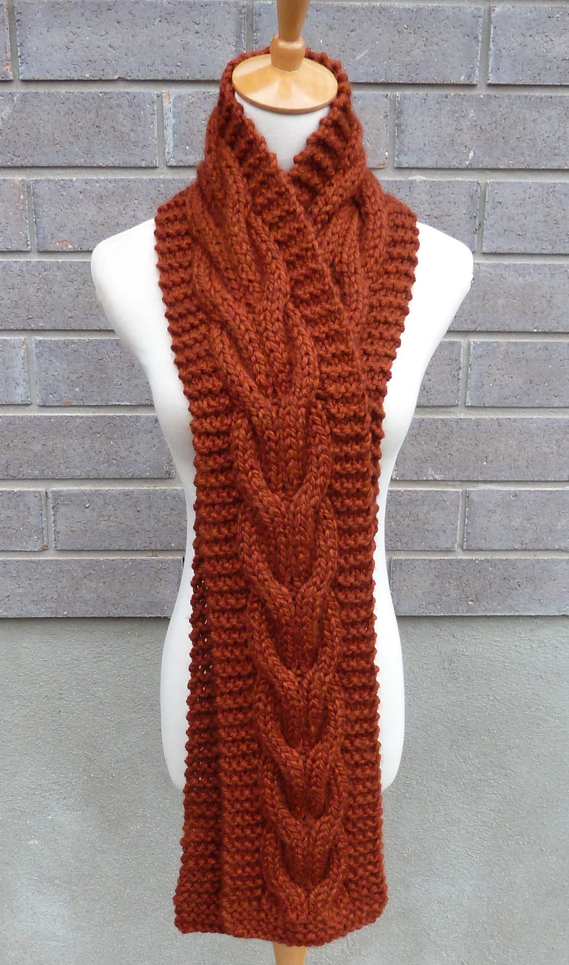 Spice Wool Cable Scarf Rust Orange Wool Scarf Lambswool - Etsy