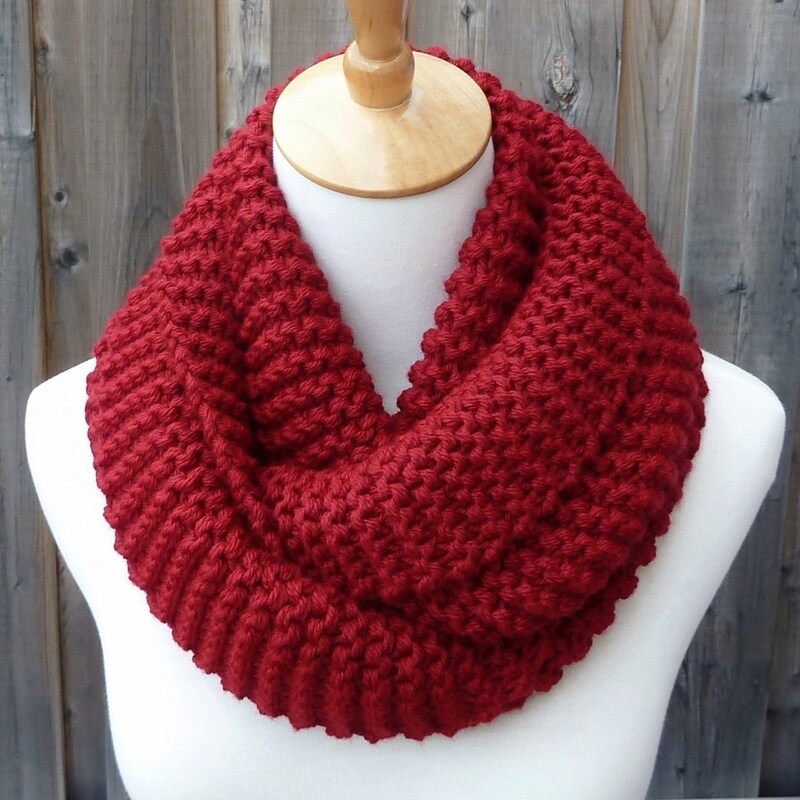 Red Knitted Scarf - Etsy