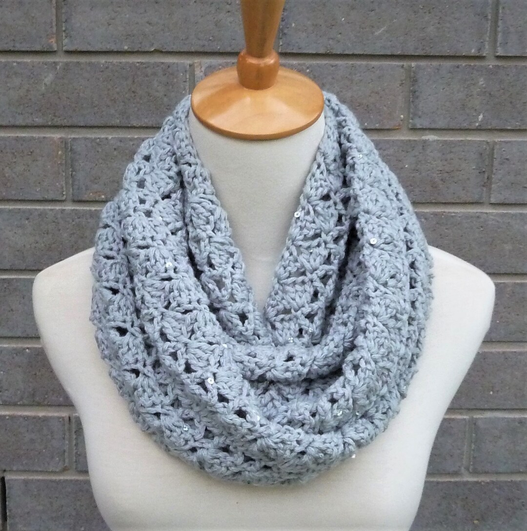 Bufanda Infinity Gris Claro Bufanda Infinity Plateada - Etsy España