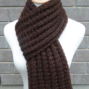 Earthy Brown Merino Wool Scarf - Brown Scarf With Blue, Red, and Yellow ...