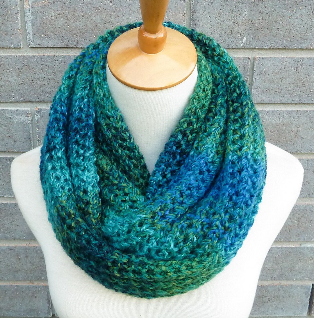 Multicolor Infinity Scarf Blue, Green, and Teal Infinity Scarf Circle ...