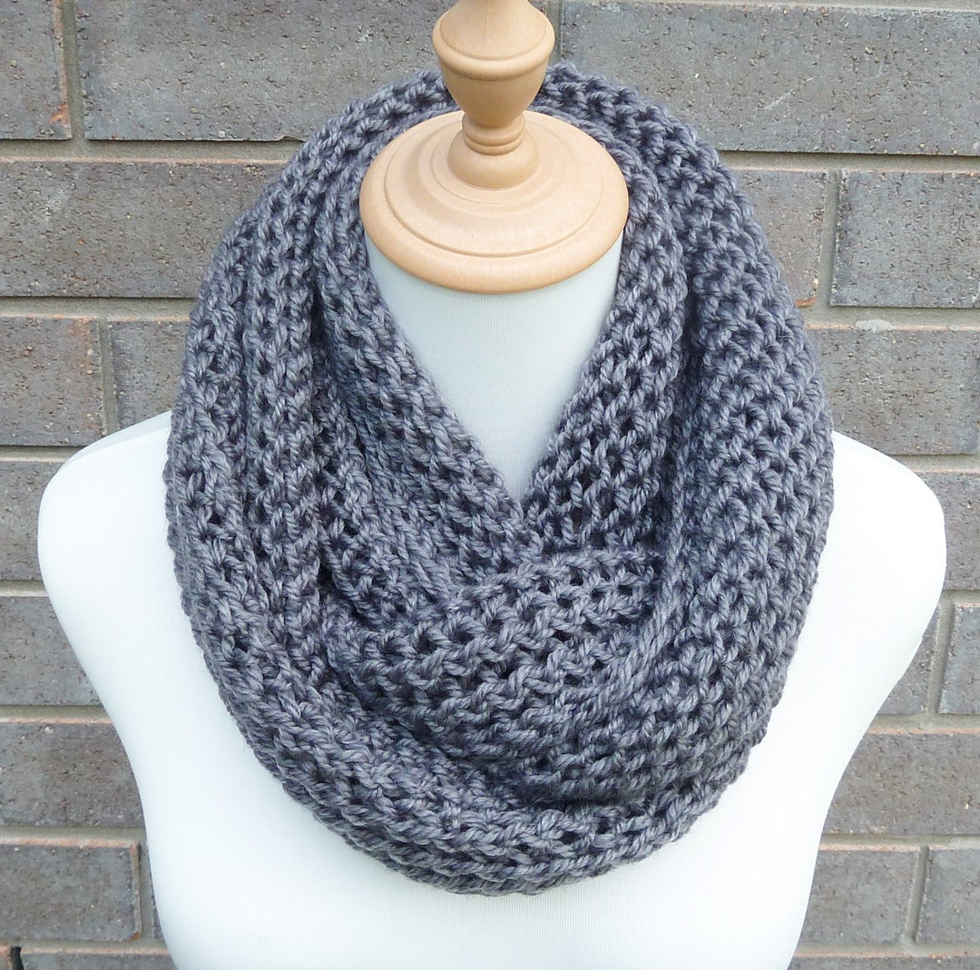 Grey Wool Infinity Scarf - Medium Grey Wool Scarf - Circle Scarf ...